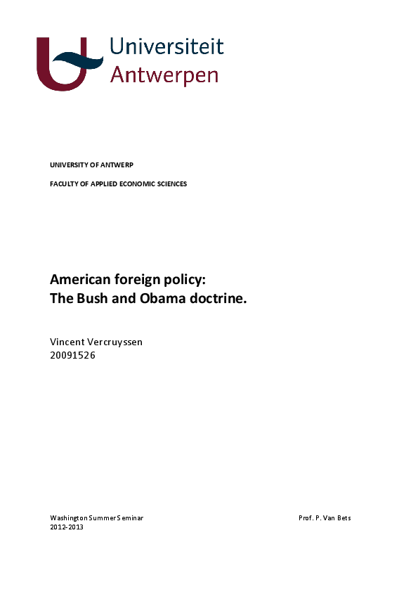 (PDF) American Foreign Policy: The Bush and Obama Doctrine