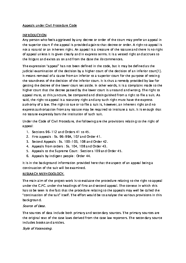 (DOC) CPC Appeals under Civil Procedure