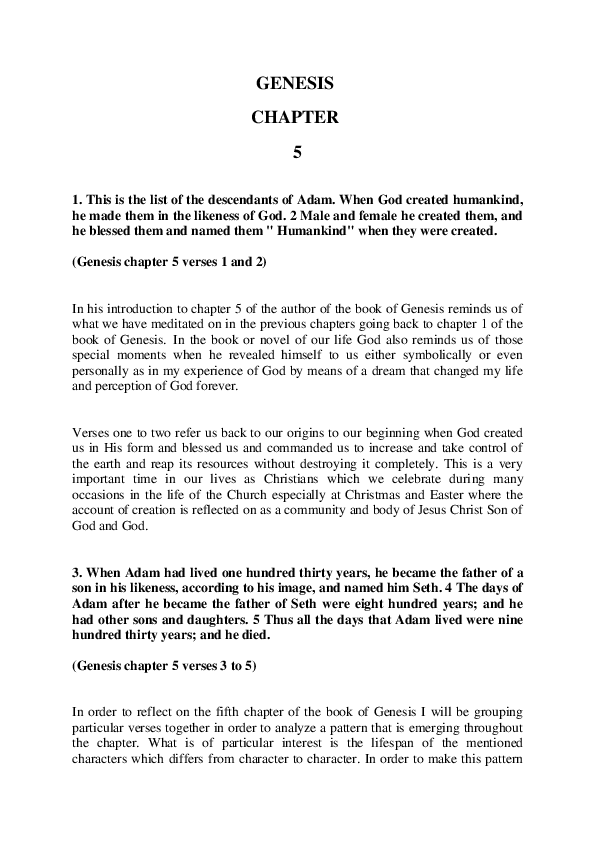 (DOC) Genesis Chapter 5