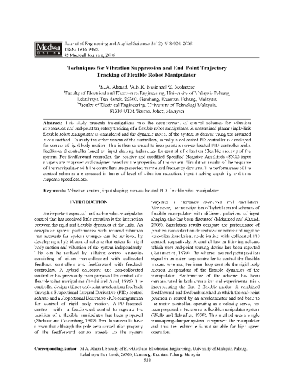 (PDF) Techniques for Vibration Suppression and End-Point Trajectory ...