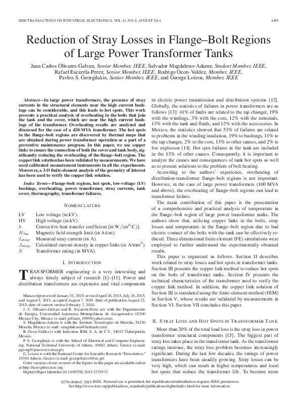 (PDF) Reduction of Stray Losses in Flange–Bolt Regions of Large Power ...
