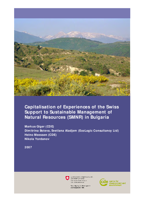 (PDF) Capitalisation of Experiences of the Swiss Support to Sustainable ...