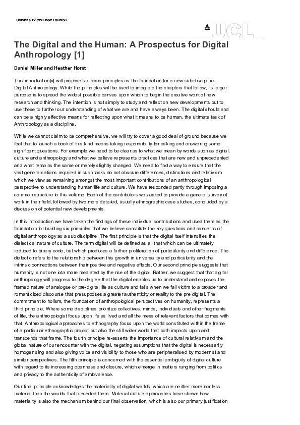 (PDF) Miller, Daniel and Heather A. Horst (2012) The Digital and the ...