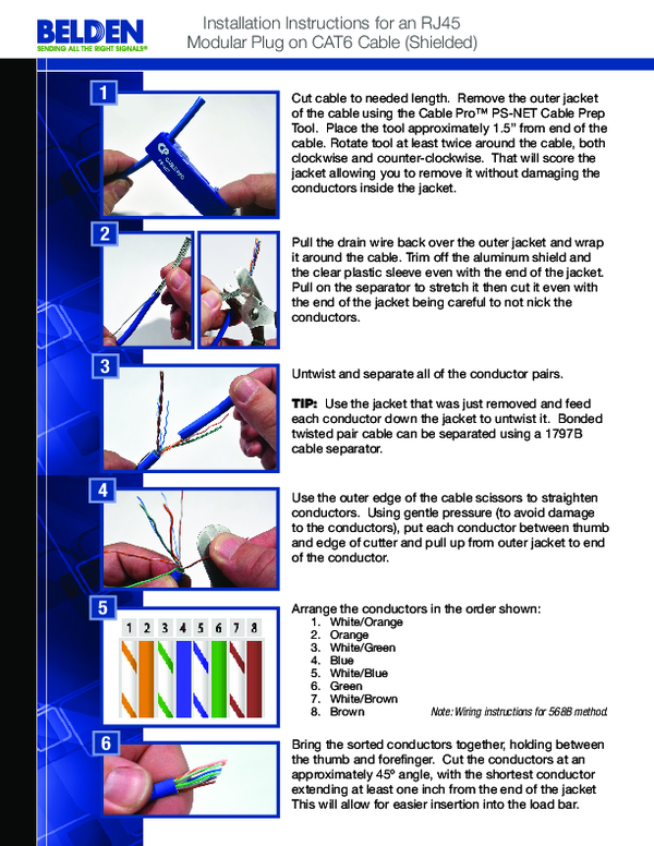 (PDF) Installation Instructions for an RJ45 Modular Plug on CAT6 Cable ...