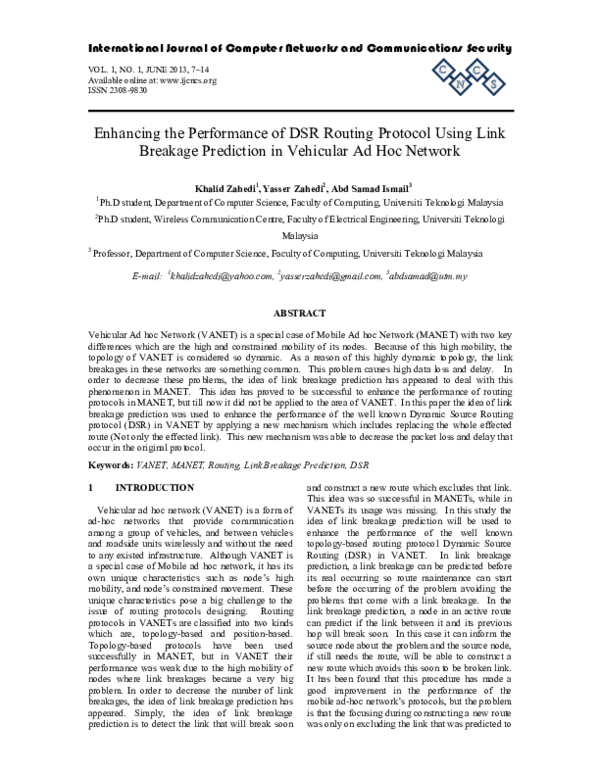 Pdf Enhancing The Performance Of Dsr Routing Protocol Using Link