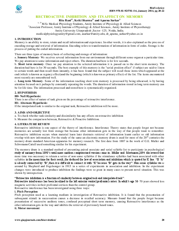 (PDF) RECTROACTIVE INHIBITION AND ITS EFFECT ON MEMORY