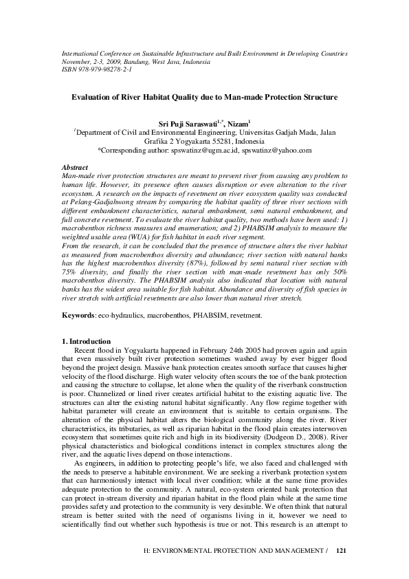 (PDF) Evaluation of River Habitat Quality due to Man-made Protection ...