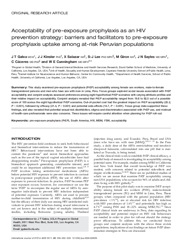 Pdf Acceptability Of Pre Exposure Prophylaxis As An Hiv Prevention Strategy Barriers And