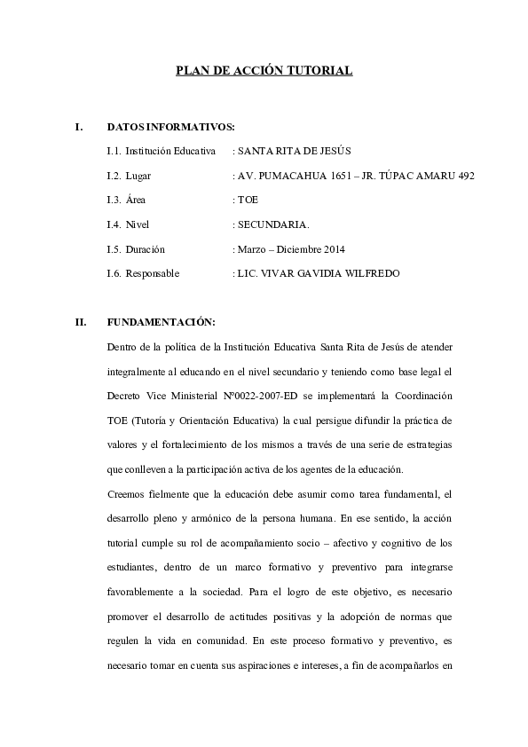 (DOC) Plan de accion tutorial