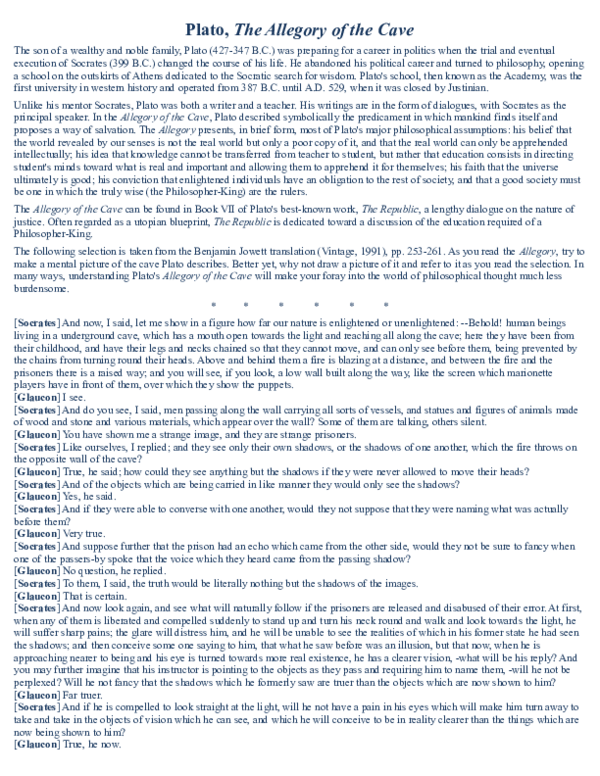 (DOC) The Allegory of the Cave