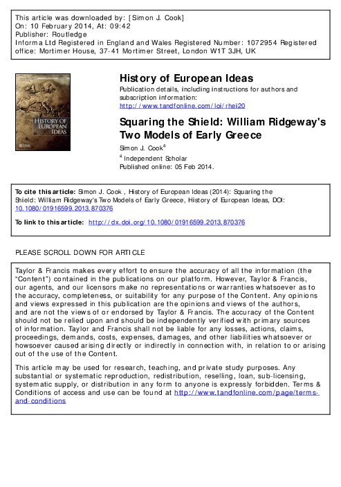 (PDF) William Ridgeway: Evolution & Invasion in Ancient Greece