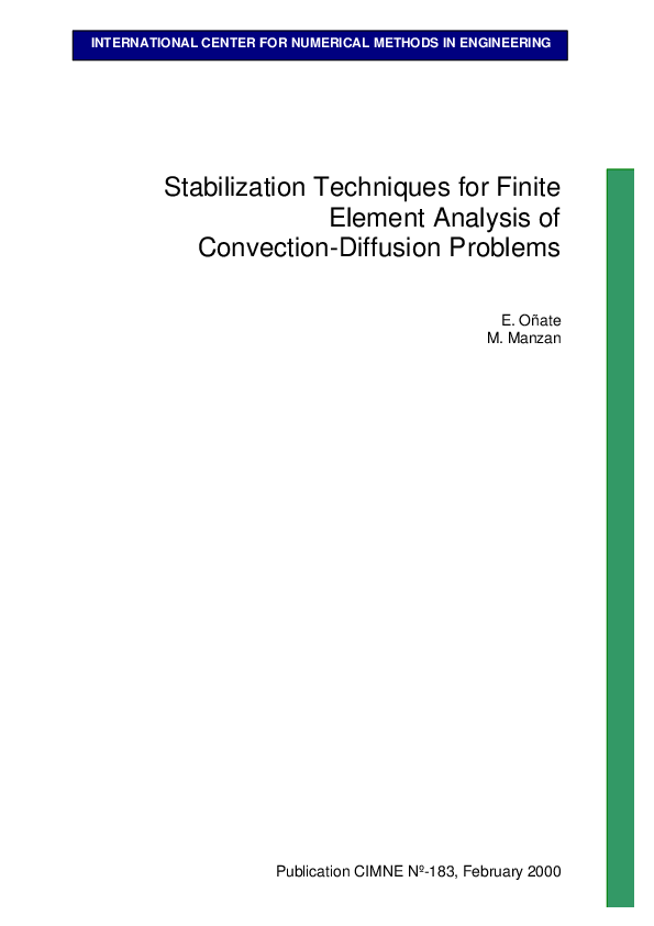 (PDF) Stabilization techniques for finite element analysis of convection-diffusion problems