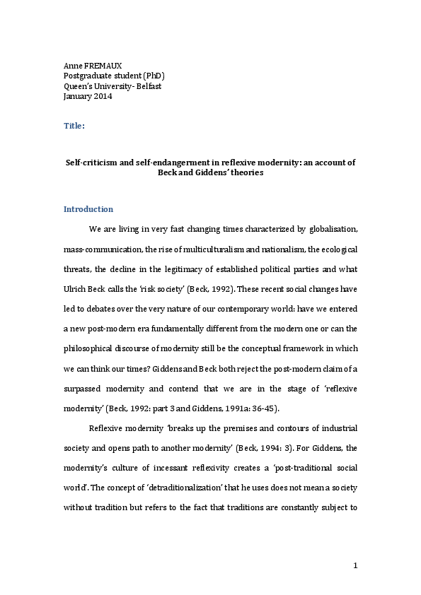 (DOC) Self-criticism and self-endangerment in reflexive modernity: an ...
