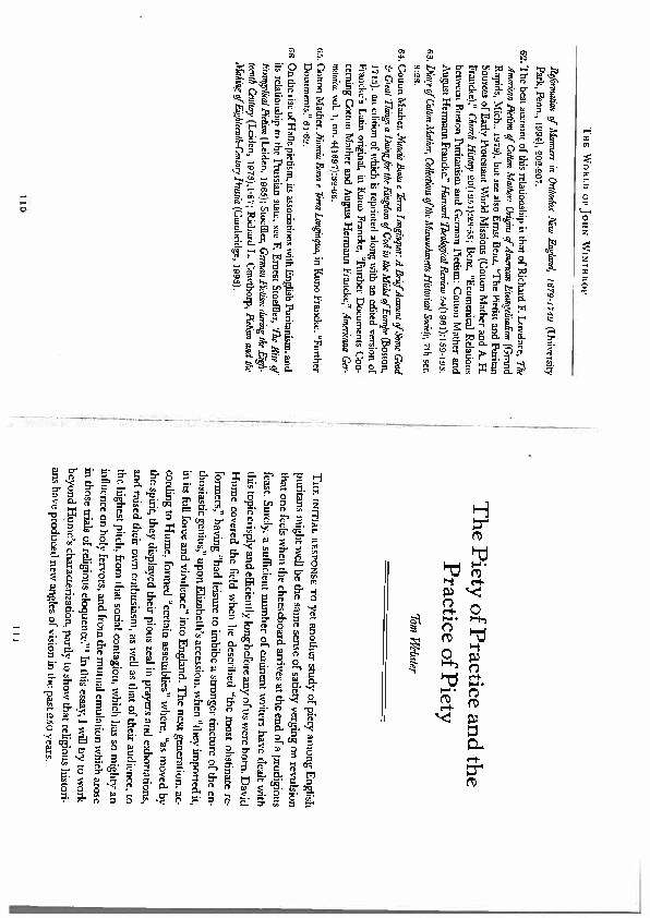 (PDF) The Practice of Piety and the Piety of Practice