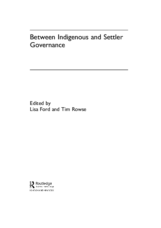 (PDF) Lisa Ford and Tim Rowse (eds), Between Indigenous and Settler ...