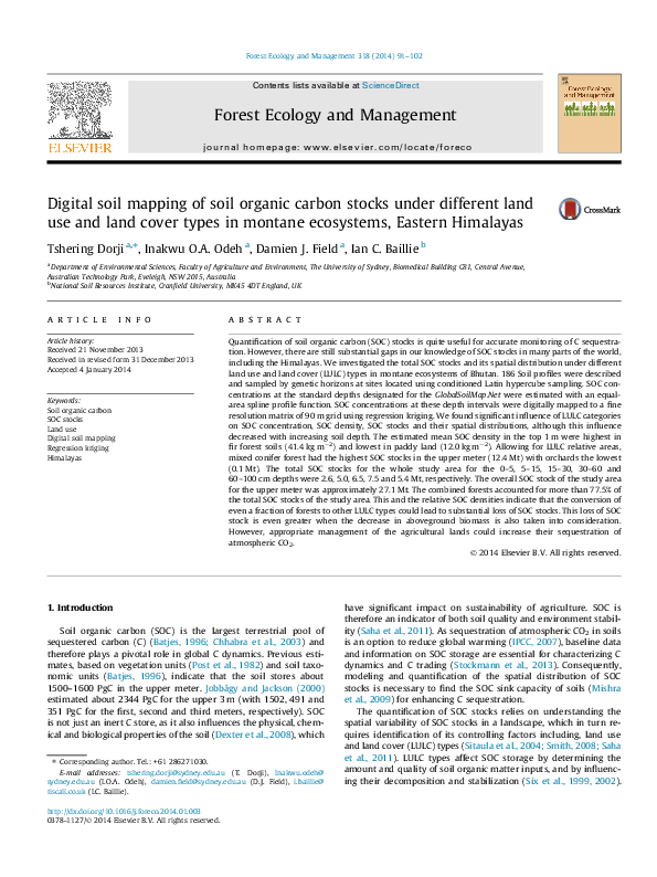 (PDF) Digital soil mapping of soil organic carbon stocks under different land use and land cover ...
