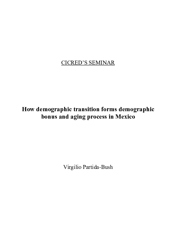 (PDF) How demographic transition forms demographic bonus and aging ...