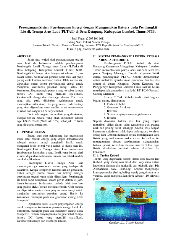 (PDF) Perencanaan Sistem Penyimpanan Energi dengan Menggunakan Battery ...