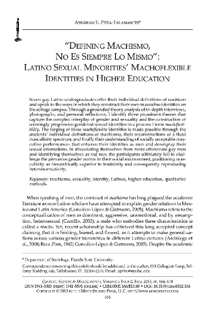 (PDF) Defining Machismo, No Es Siempre Lo Mismo: Latino Sexual ...