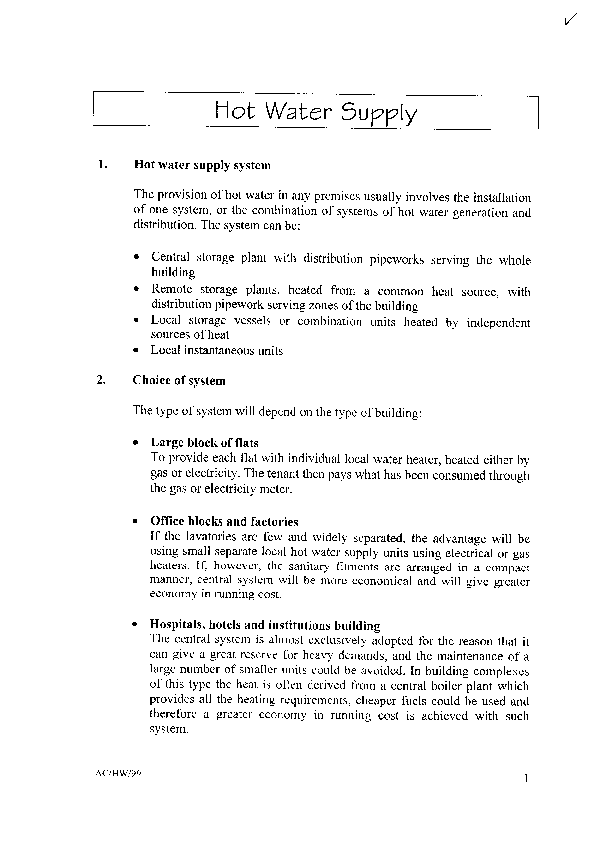 (PDF) Hot Water Notes