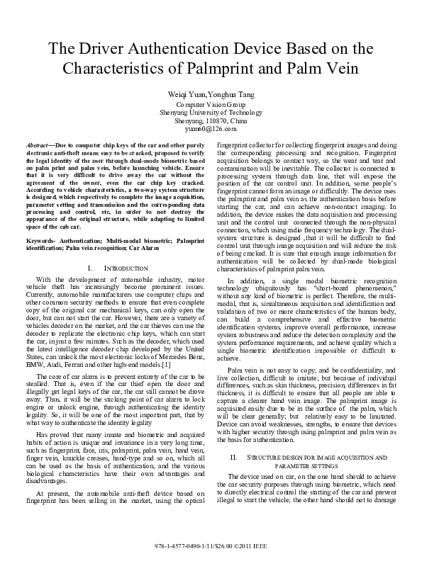 (PDF) The Driver Authentication Device Based on the Characteristics of ...