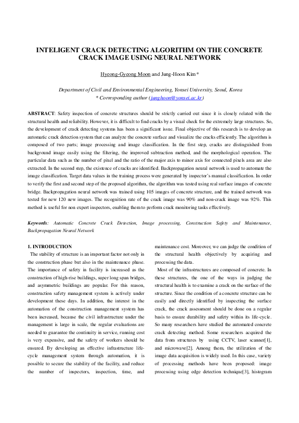 (PDF) INTELIGENT CRACK DETECTING ALGORITHM ON THE CONCRETE CRACK IMAGE ...