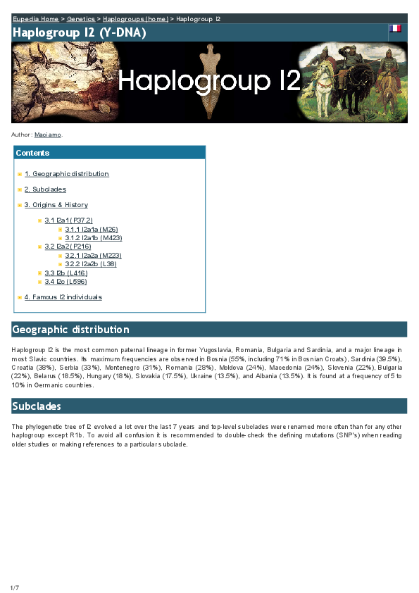 (PDF) Origins and history of Haplogroup I2 (Y-DNA)