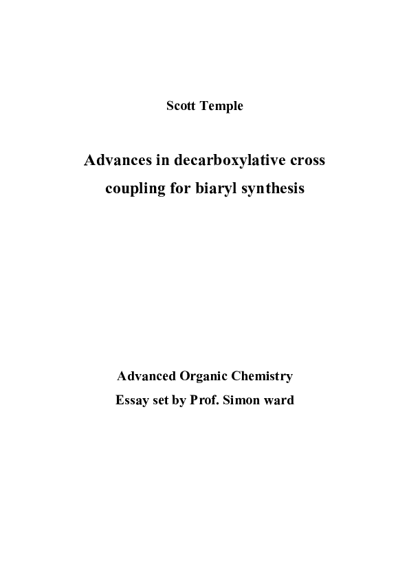 (PDF) Advances in decarboxylative cross coupling for biaryl synthesis