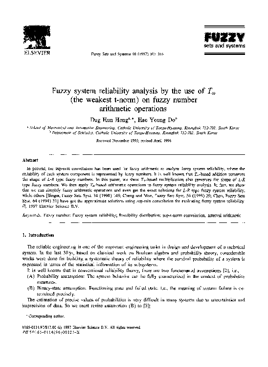 Pdf Fuzzy System Reliability Analysis By The Use Of The Weakest T Norm On Fuzzy Number