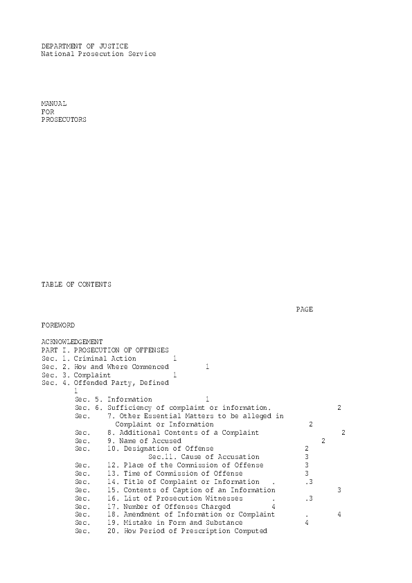 (PDF) DEPARTMENT OF JUSTICE National Prosecution Service MANUAL FOR ...