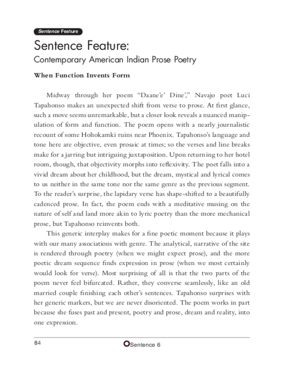 (PDF) Contemporary American Indian Prose Poetry: When Function Invents Form