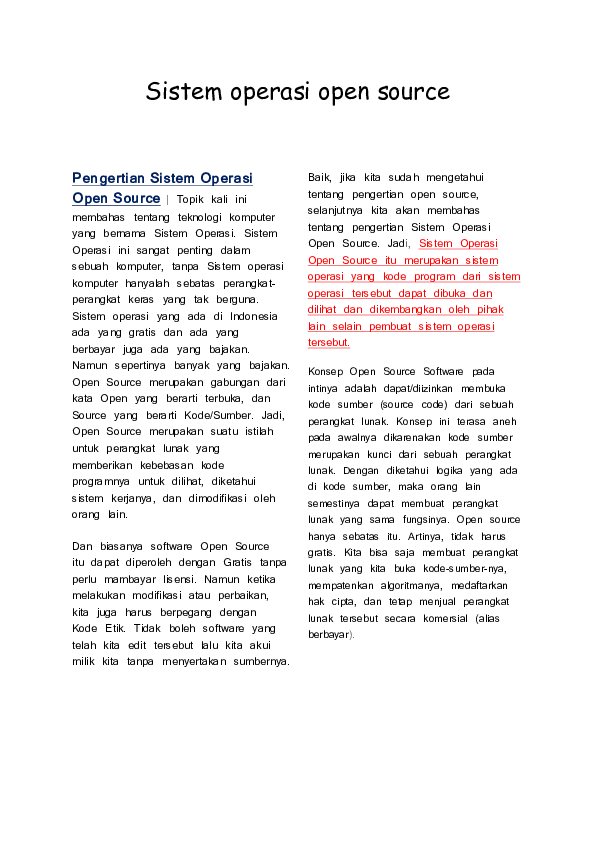 (DOC) Sistem operasi open source