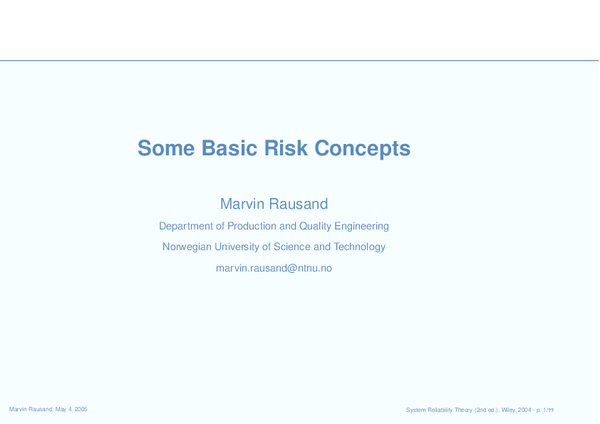 (PDF) Some Basic Risk Concepts