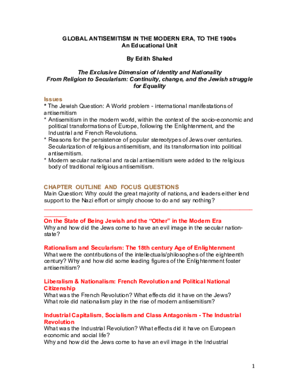 (PDF) GLOBAL ANTISEMITISM IN THE MODERN ERA, TO THE 1900s An ...