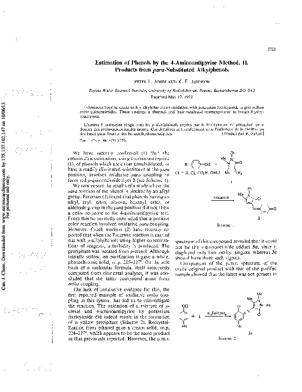 (PDF) Estimation of Phenols by the 4-Aminoantipyrine Method. II ...