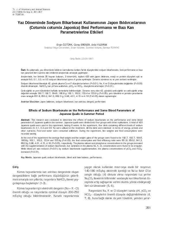 (PDF) Effects of Sodium Bicarbonate on the Performance and Some Blood ...