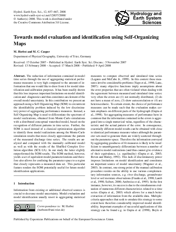 Pdf Towards Model Evaluation And Identification Using Self Organizing Maps