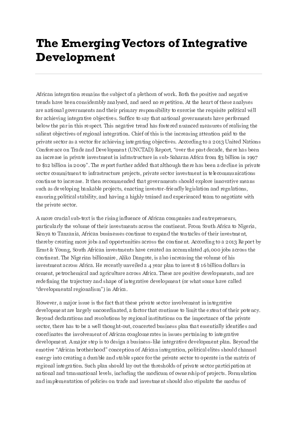 (PDF) The Emerging Vectors of Integrative Development