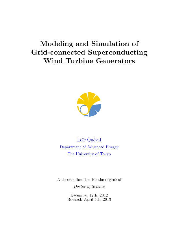 Pdf Modeling And Simulation Of Grid Connected Superconducting Wind