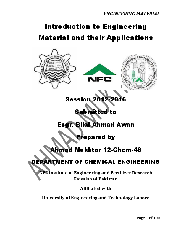 (PDF) Introduction to Engineering Material and their Applications