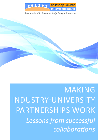 (PDF) MAKING INDUSTRY-UNIVERSITY PARTNERSHIPS WORK Lessons from ...