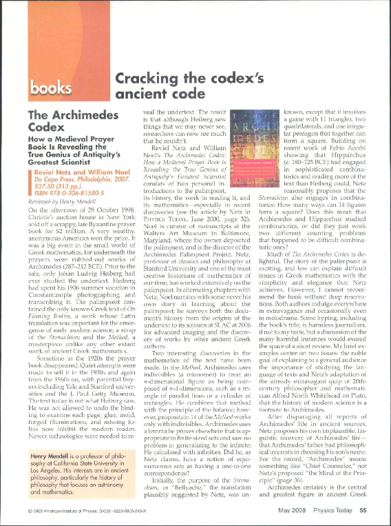 (PDF) The Archimedes Codex: How a Medieval Prayer Book Is Revealing the ...