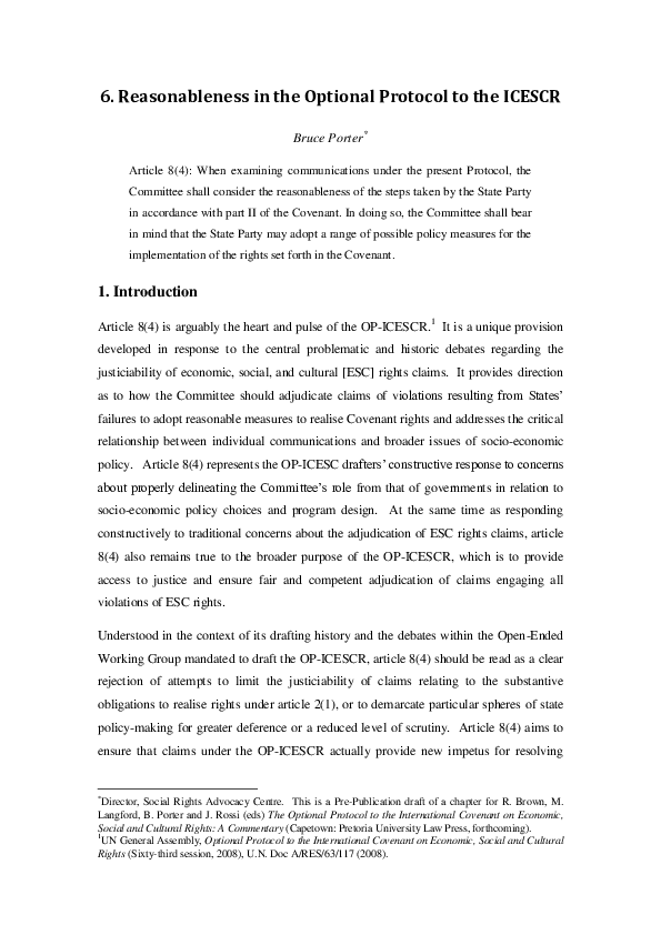 (PDF) 6. Reasonableness in the Optional Protocol to the ICESCR