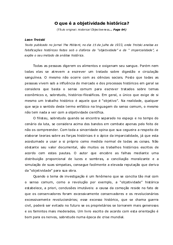 (DOC) O que e a objetividade historica