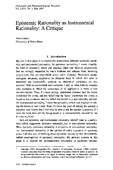 (PDF) "Epistemic Rationality as Instrumental Rationality: A Critique ...