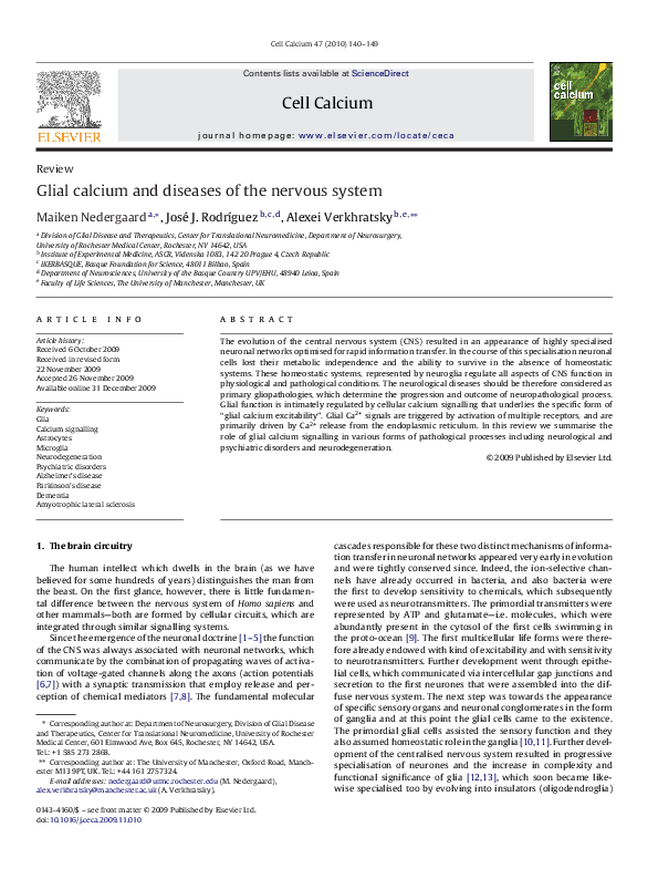 (PDF) Glial calcium and diseases of the nervous system