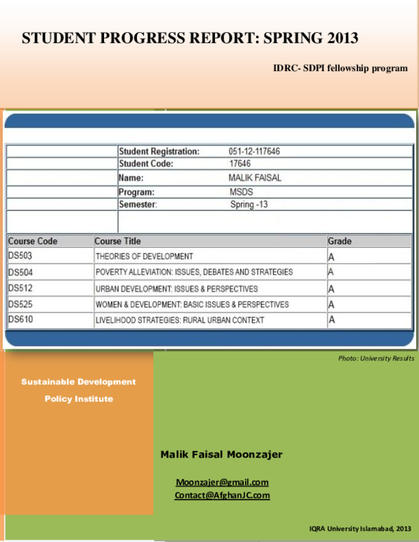 Student Progress Report