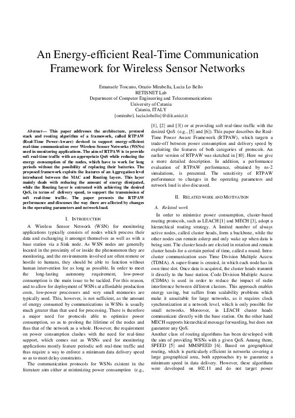 Pdf An Energy Efficient Real Time Communication Framework For
