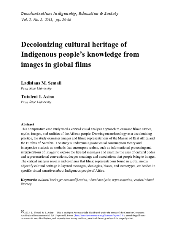 (PDF) Decolonizing cultural heritage of Indigenous people and their ...