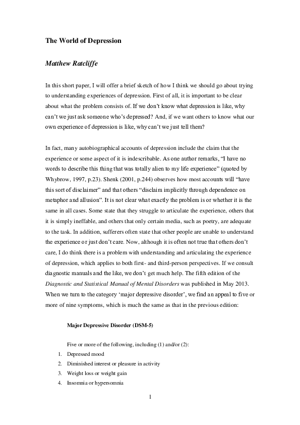 (PDF) The World of Depression
